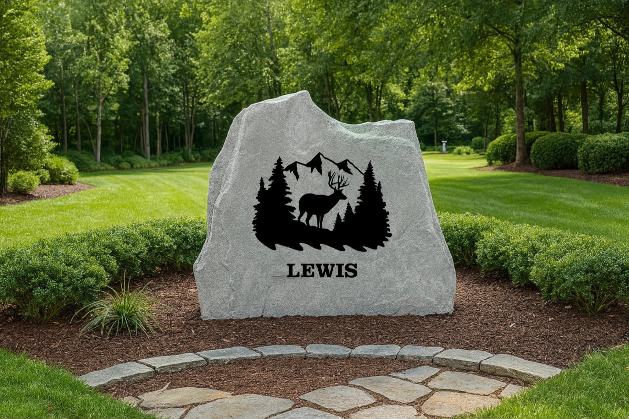 Mule Deer Engraved Yard Stone – Personalized Name or Address Wildlife ...